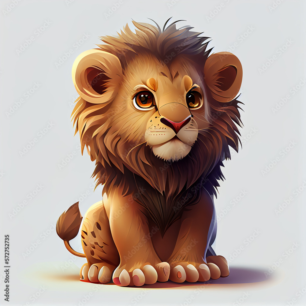 Cartoon lion animation on white background. Generative AI Stock ...