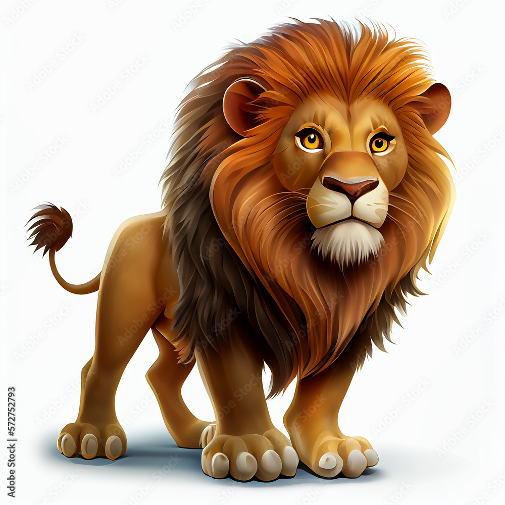 Cartoon lion animation on white background. Generative AI Stock ...