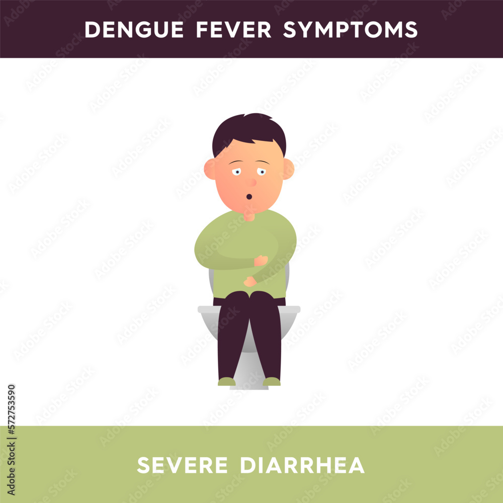 Vector illustration of a man who sits on the toilet holding his hand on ...