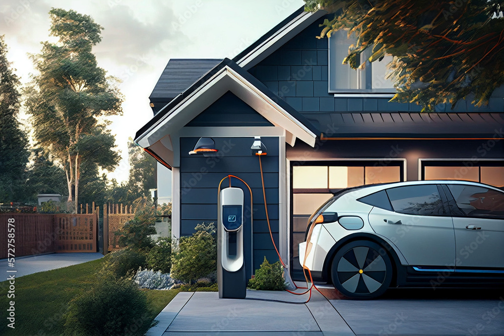 EV car and home charging station powered by sustainable and clean ...