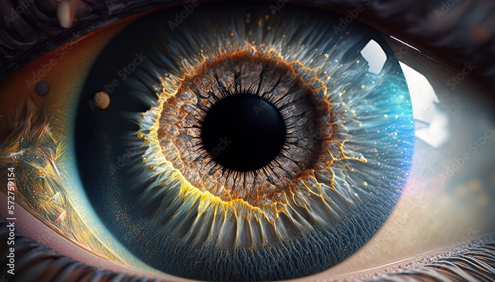 Realistic human eye with reflection of a galaxy. Generative AI Stock ...