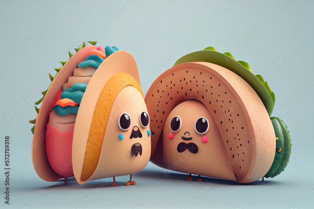 3D Cute Tacos Character Background. Created with Generative AI ...