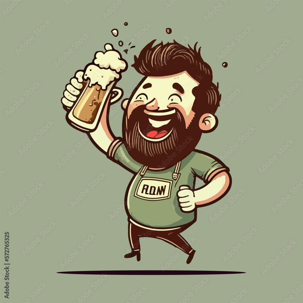 Happy man holding beer cartoon vector illustration Stock Vector | Adobe ...