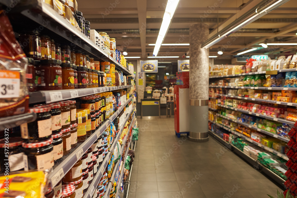 GENEVA, SWITZERLAND - CIRCA SEPTEMBER, 2015: interior shot of Migros ...