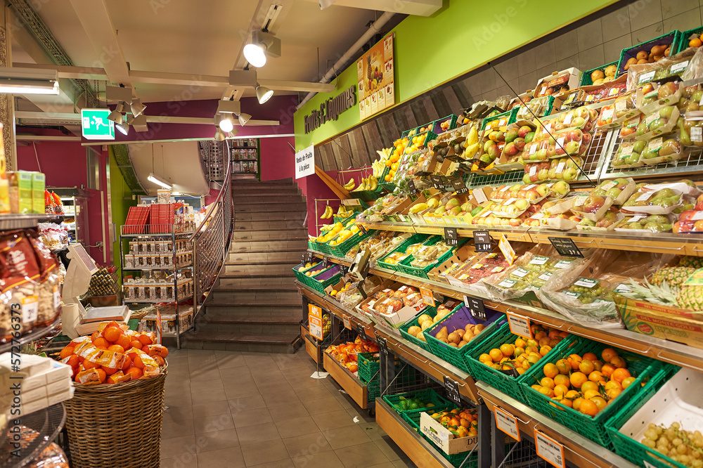 GENEVA, SWITZERLAND - CIRCA SEPTEMBER, 2015: interior shot of Migros ...