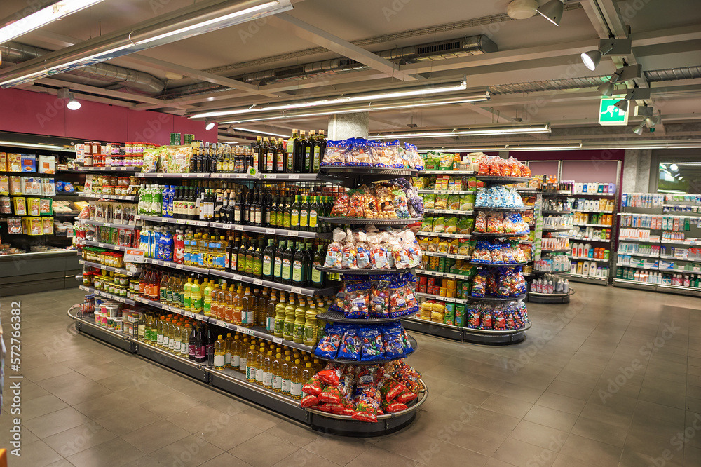 GENEVA, SWITZERLAND - CIRCA SEPTEMBER, 2015: interior shot of Migros ...