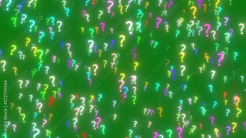 Question Mark On Green Screen Background. Glowing Multiple Color ...