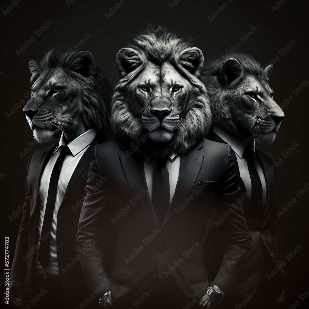 A Group of alpha male lion in suits - Generted by generative AI Stock ...