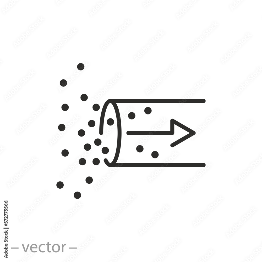 suction process icon, vacuum suck, sucking hose, thin line symbol on ...