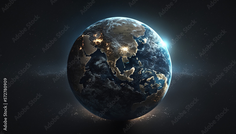 conceptual image planet earth and the may environment. highlighting the nature around planet ...