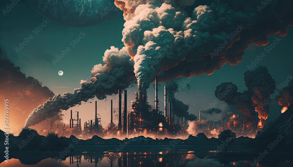 Environmental pollution. Toxic chemical gases releasing to atmosphere ...