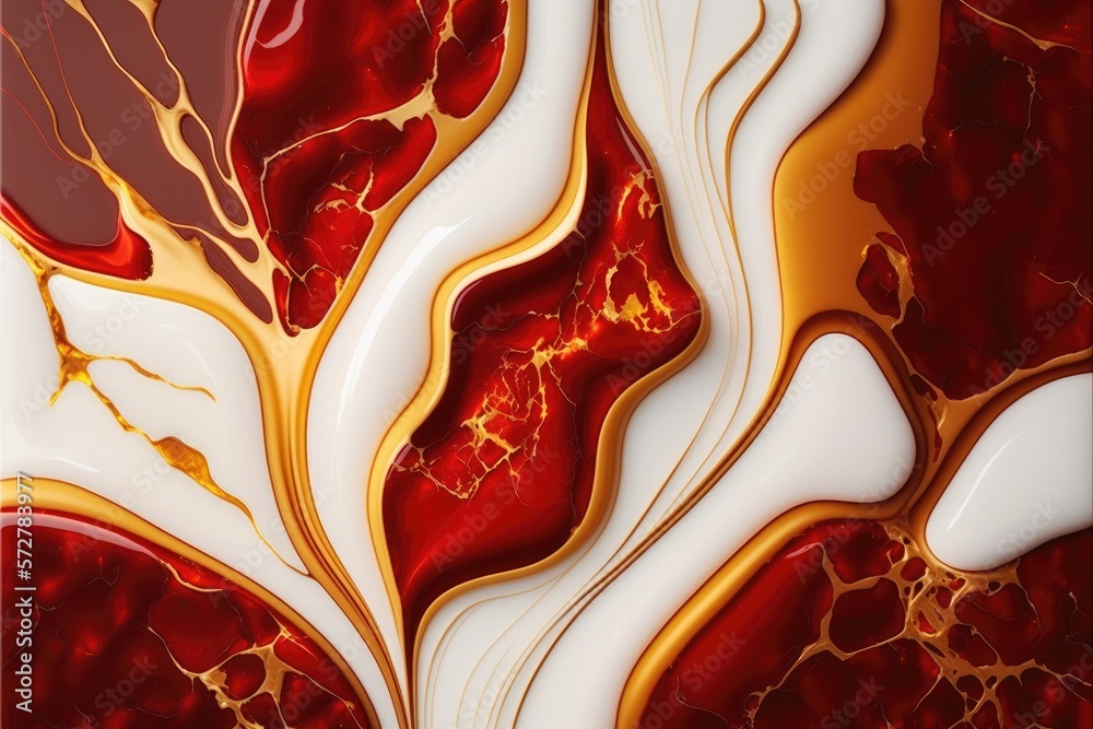 Red and gold marble texture Background - generative ai Stock ...