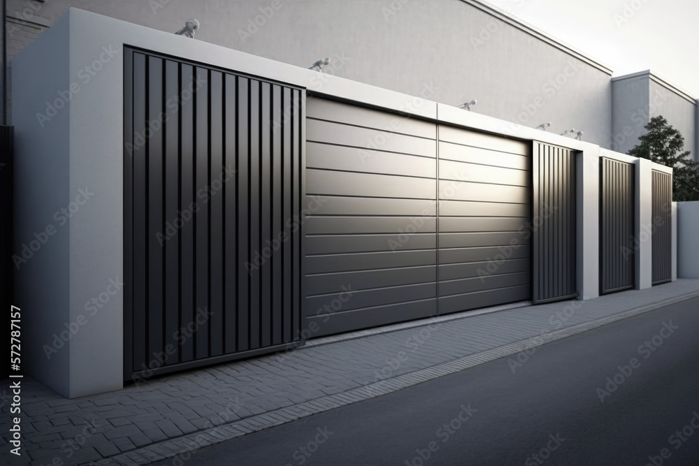 Automatic gates driveway in modern style house. Created with Generative ...