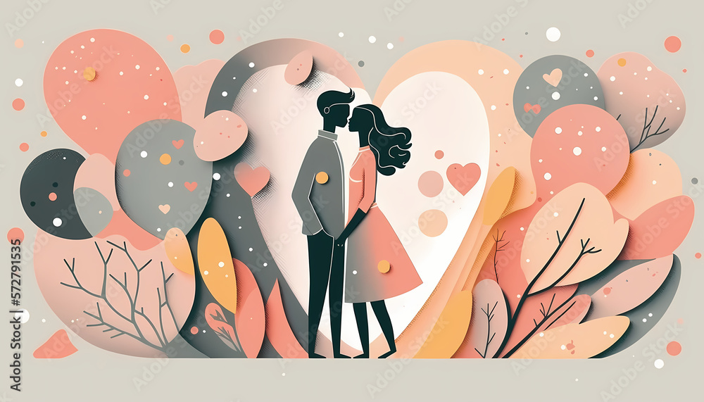 cute couple design, Generative AI Stock Illustration | Adobe Stock