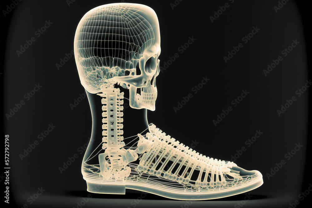 foot and skull x-ray style. X-ray of Raw whole foot and skull. Creative ...