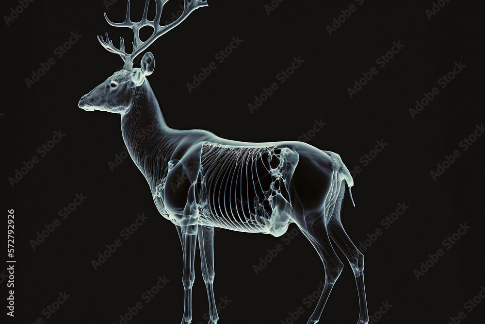 reindeer x-ray style. X-ray of Raw whole reindeer. Creative Art ...
