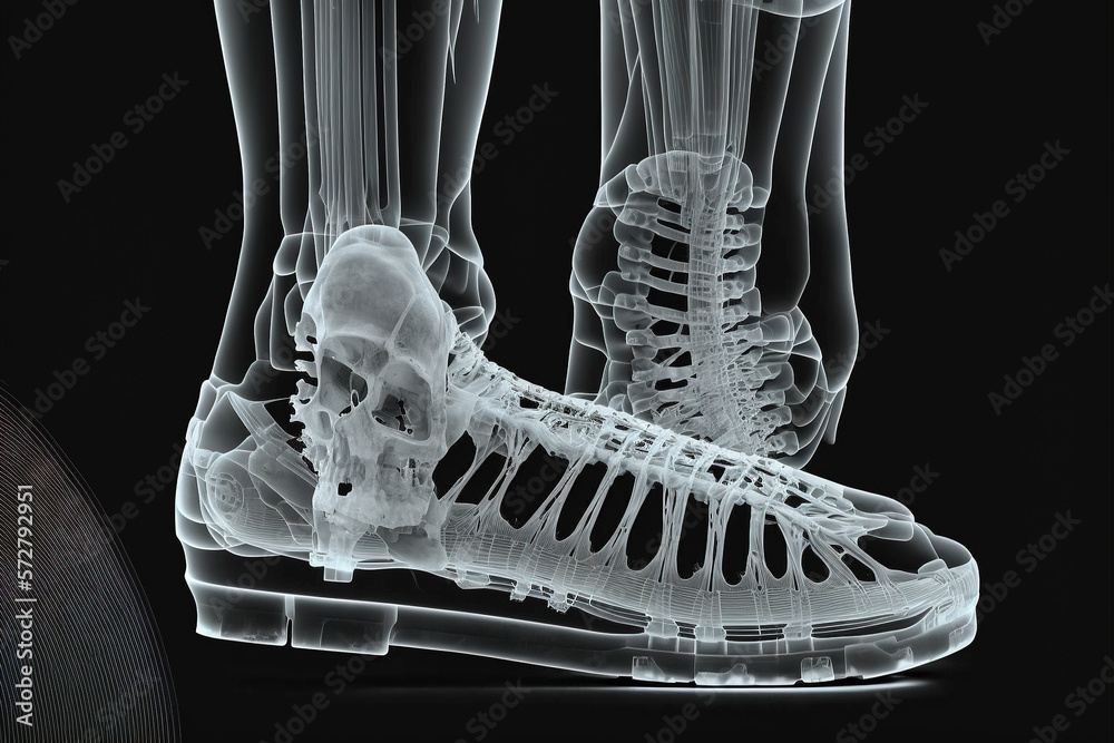 foot x-ray style. X-ray of Raw whole foot. Creative Art abstract ...