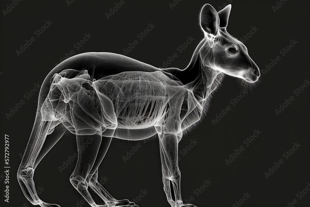 kangaroo x-ray style. X-ray of Raw whole kangaroo. Creative Art ...