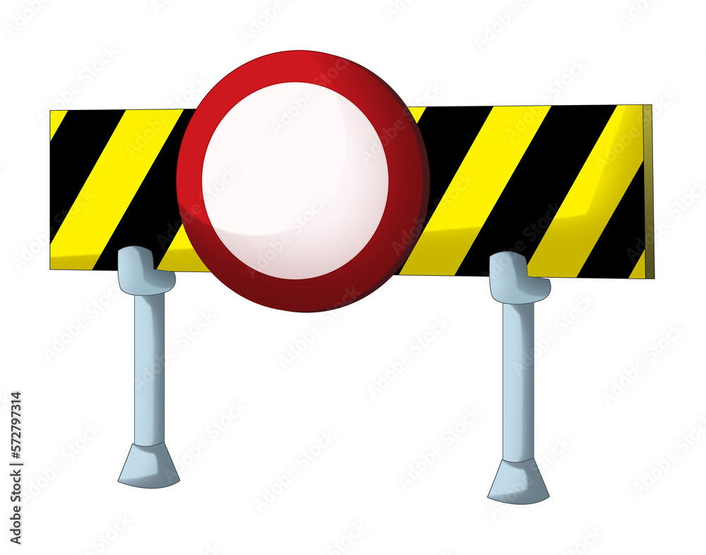 cartoon scene with construction site sign blockade isolated ...