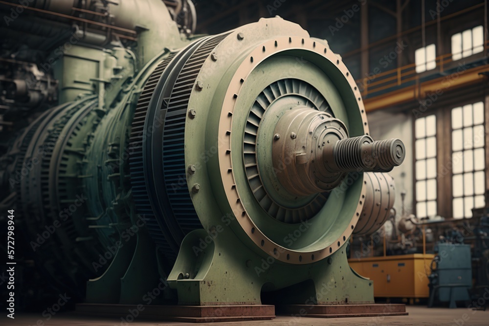 giant machine in factory with the focus on its intricate details and ...