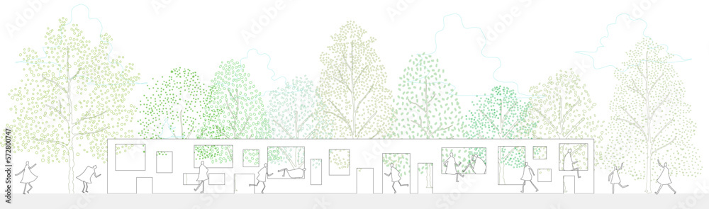 Rough hand drawn tree path vector illustration will help your ...