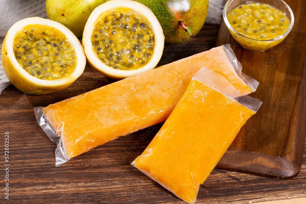 Tasty Pulp Of Fruit Frozen; Pulp Of Passion Fruit Stock Photo | Adobe Stock