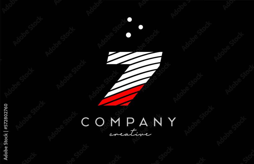 7 number logo with red white lines and dots. Corporate creative ...