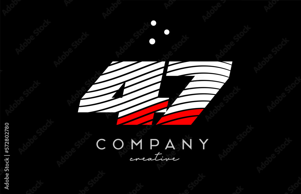47 number logo with red white lines and dots. Corporate creative ...