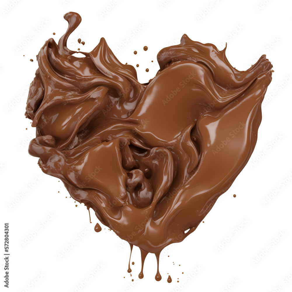 Splash and melting heart shaped chocolate element illustration ...