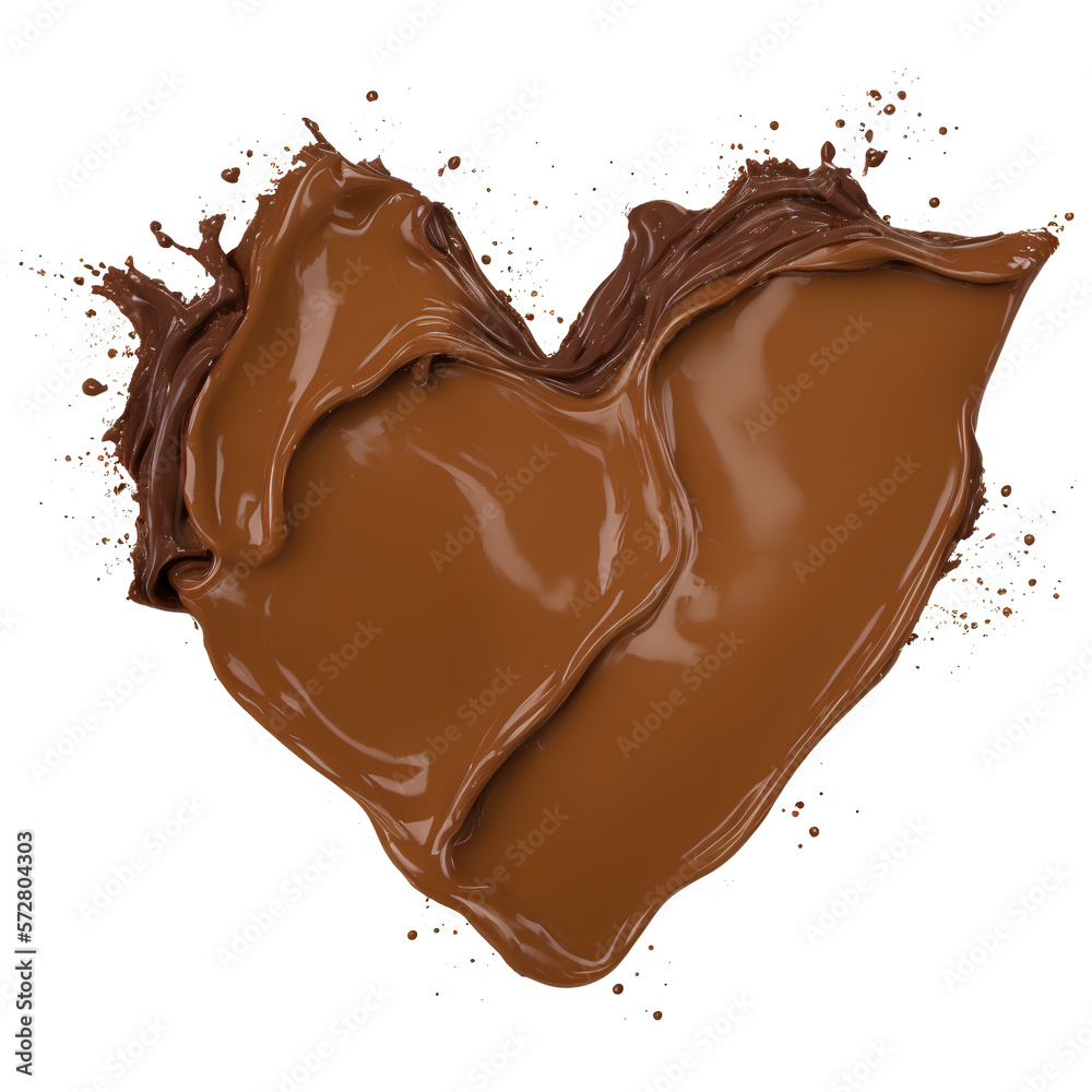 Splash and melting heart shaped chocolate element illustration ...