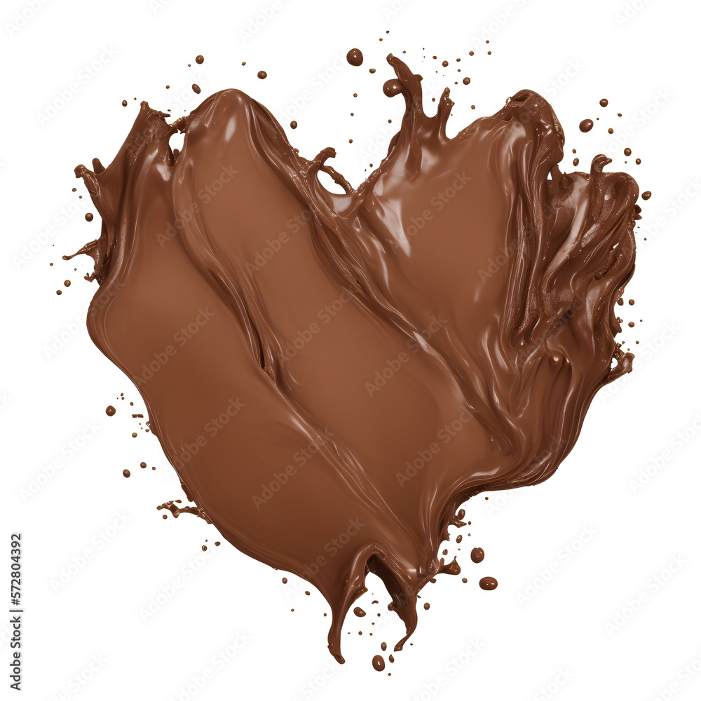 Splash and melting heart shaped chocolate element illustration ...