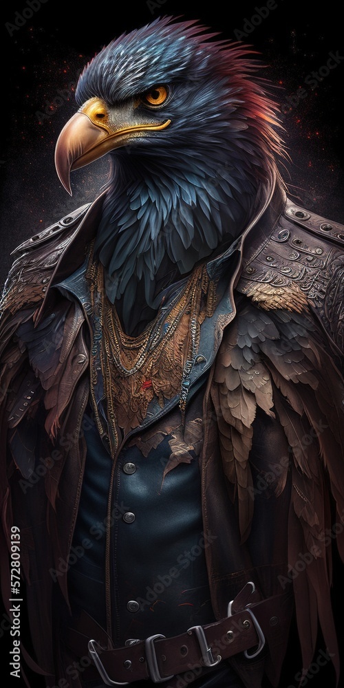 In a striking and unexpected illustration, eagle wearing a leather ...