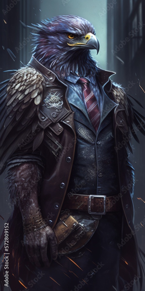 In a striking and unexpected illustration, eagle wearing a leather ...