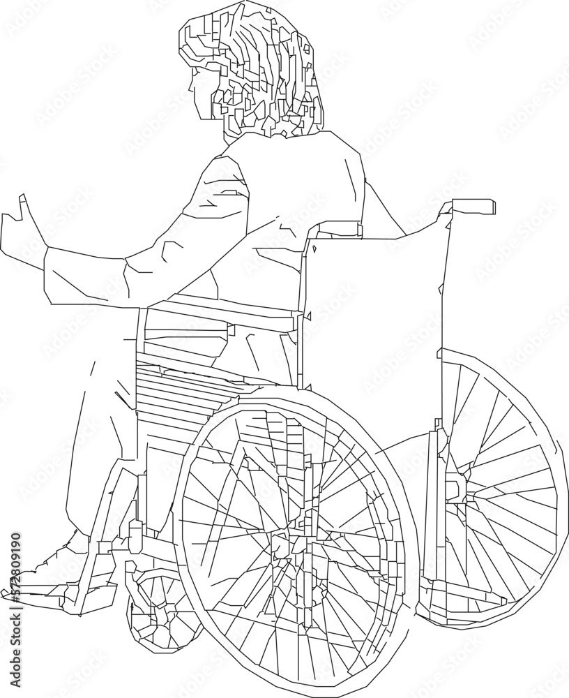 Vector sketch detailed illustration of a disabled person using a ...