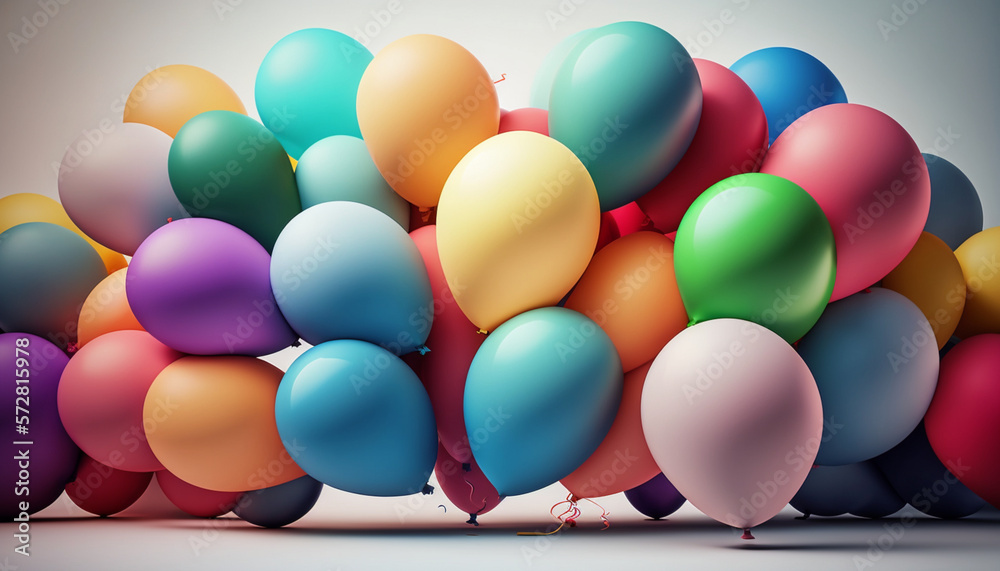 Balloon, colorful and grouped birthday balloons created by AI Stock ...
