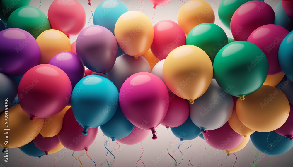Balloon, colorful and grouped birthday balloons created by AI Stock ...