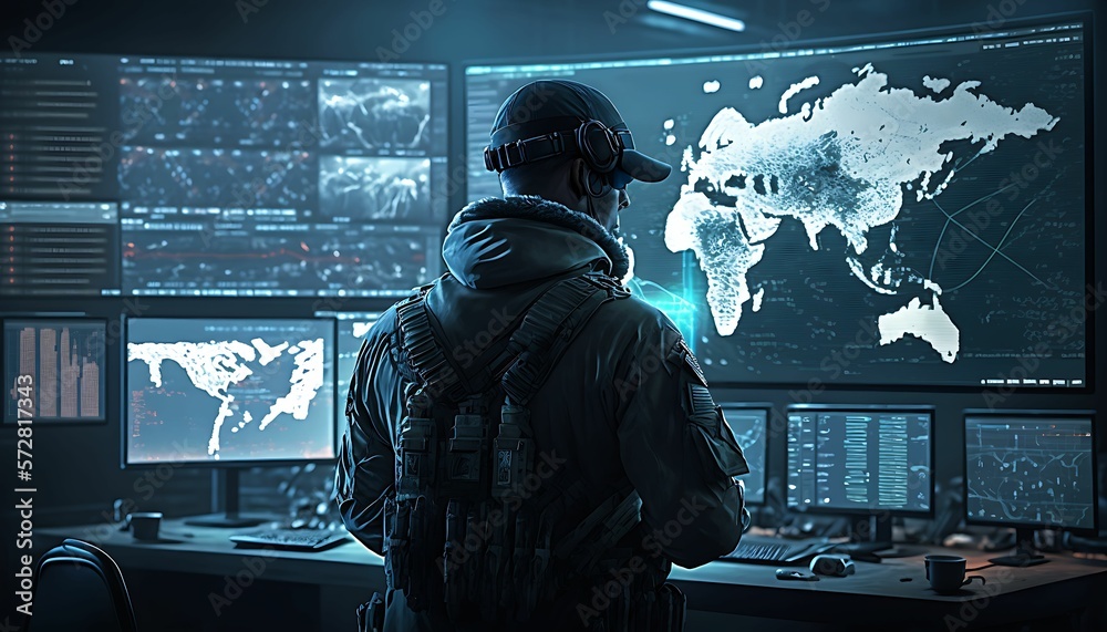 Military Concept. Military Surveillance Officers Work in the ...