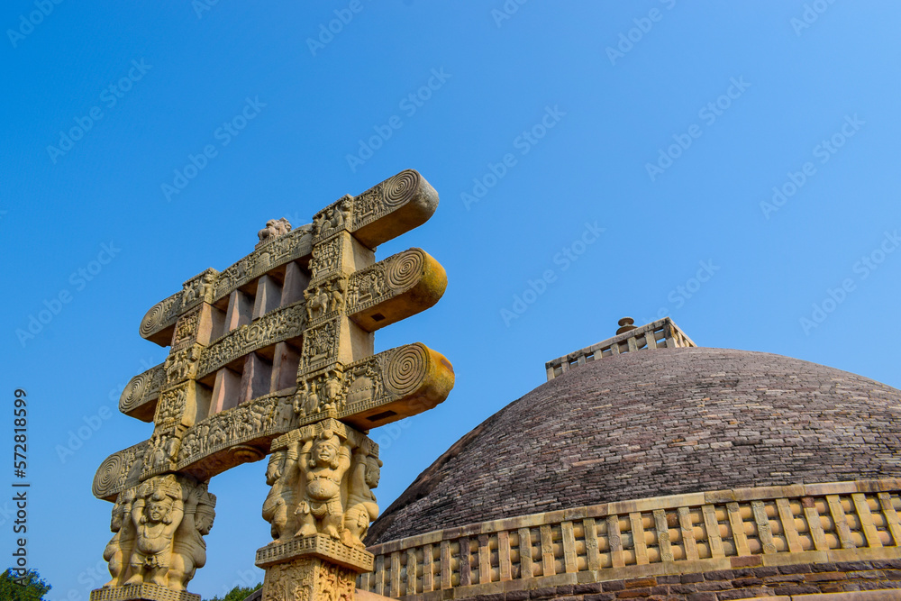 Monuments of Sanchi Stupa which is a heritage site in India located in ...