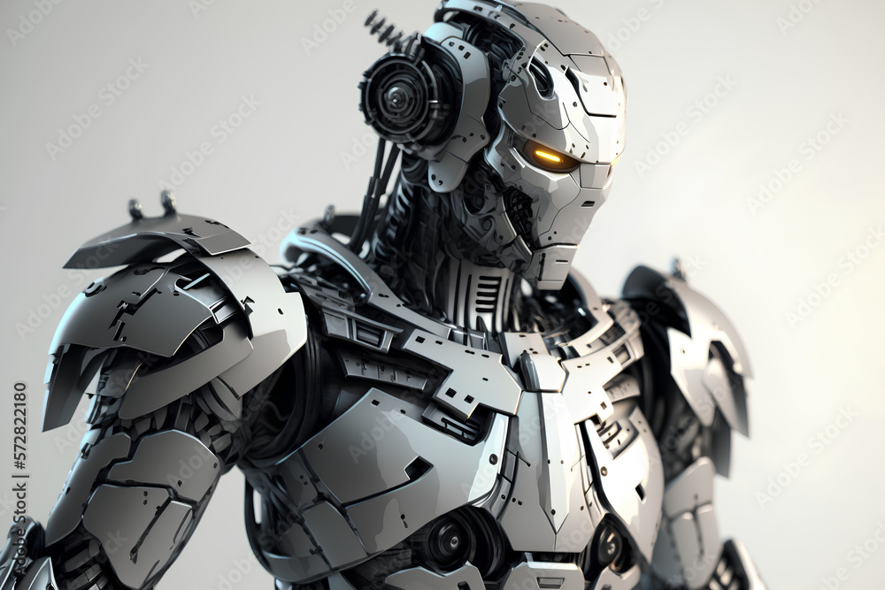 AI robot cyborg warrior, futuristic AI bot, artificial intelligence ...
