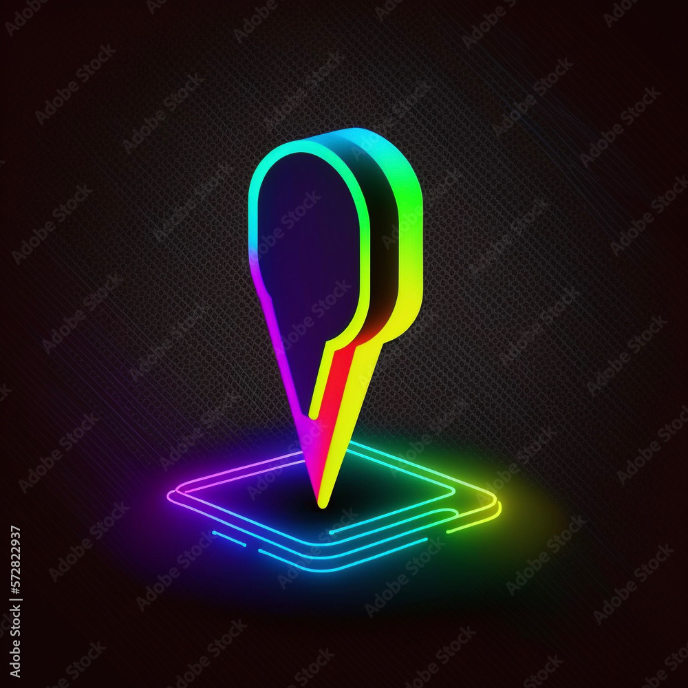 Neon Colorful Rainbow Vector Map Marker Generative AI Stock ...