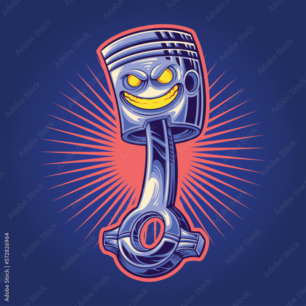 Scary engine piston mascot vector illustrations for your work logo ...