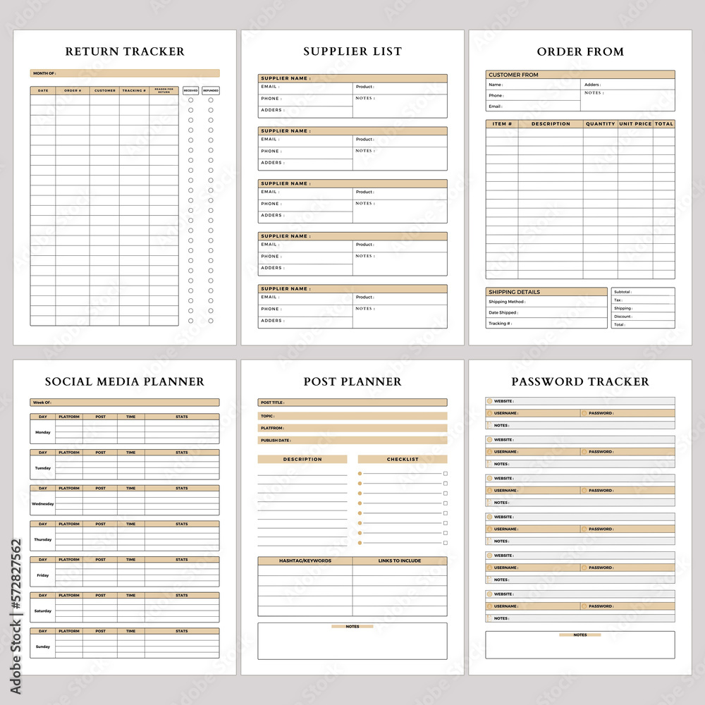 Minimalist planner pages templates. Printable Life & Business Planner ...