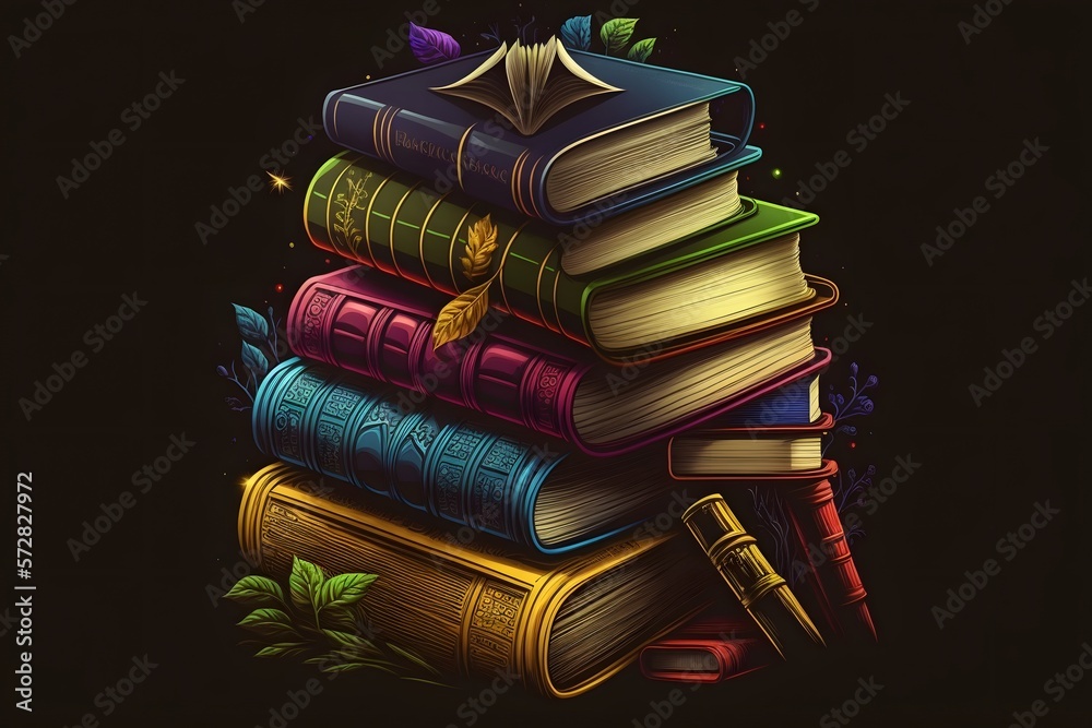 books stack created using AI Generative Technology Stock Illustration ...