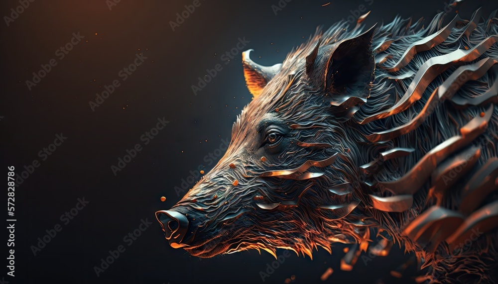 Cool, Epic, Artistic, Beautiful, and Unique Illustration of Wild Boar ...