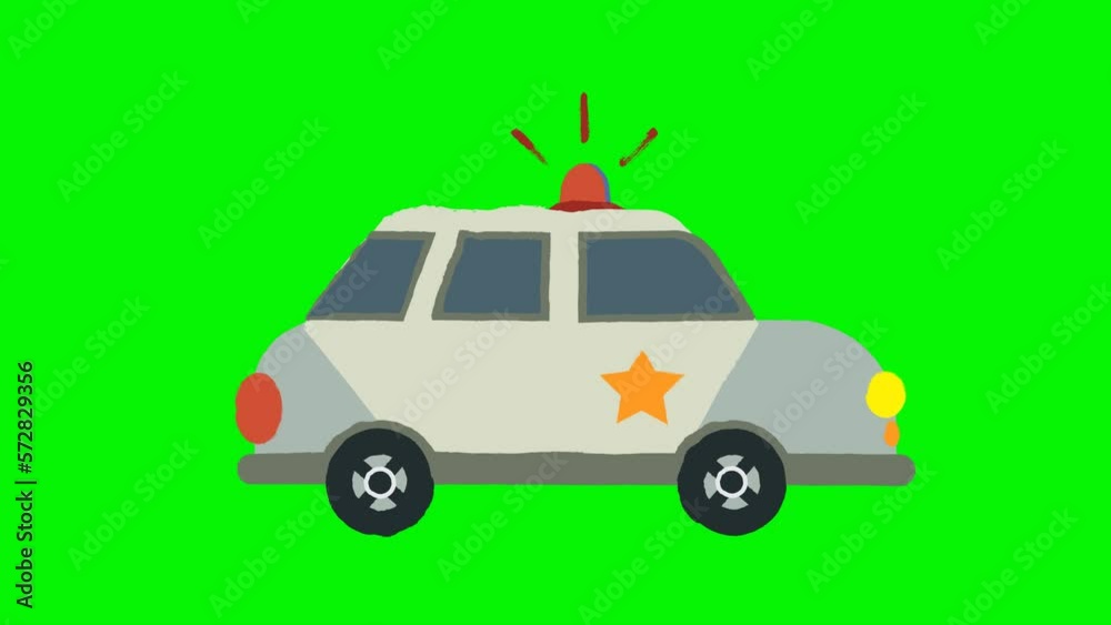 cute cartoon hand drawn police car loop animation for kids with alpha ...