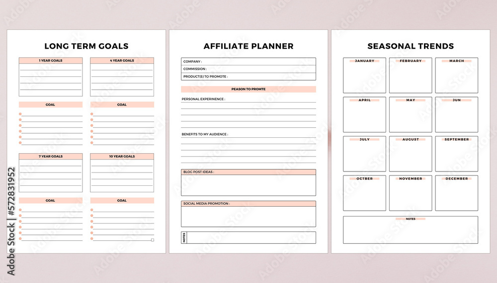 Minimalist planner pages templates. Printable Life & Business Planner ...