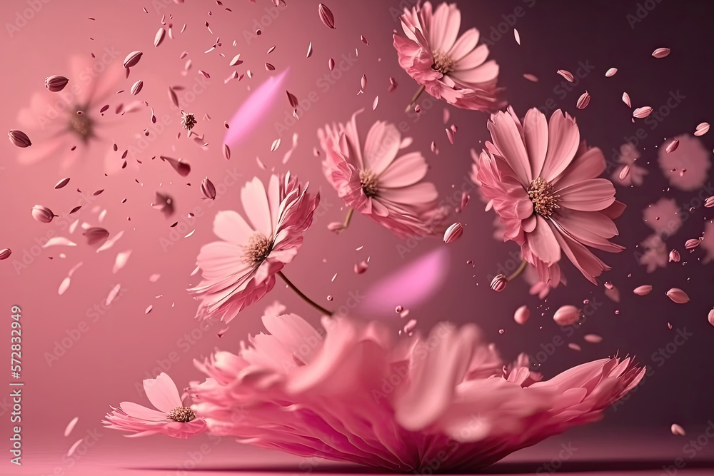 delicate petals of a pink flower in vibrant focus, with a soft and ...