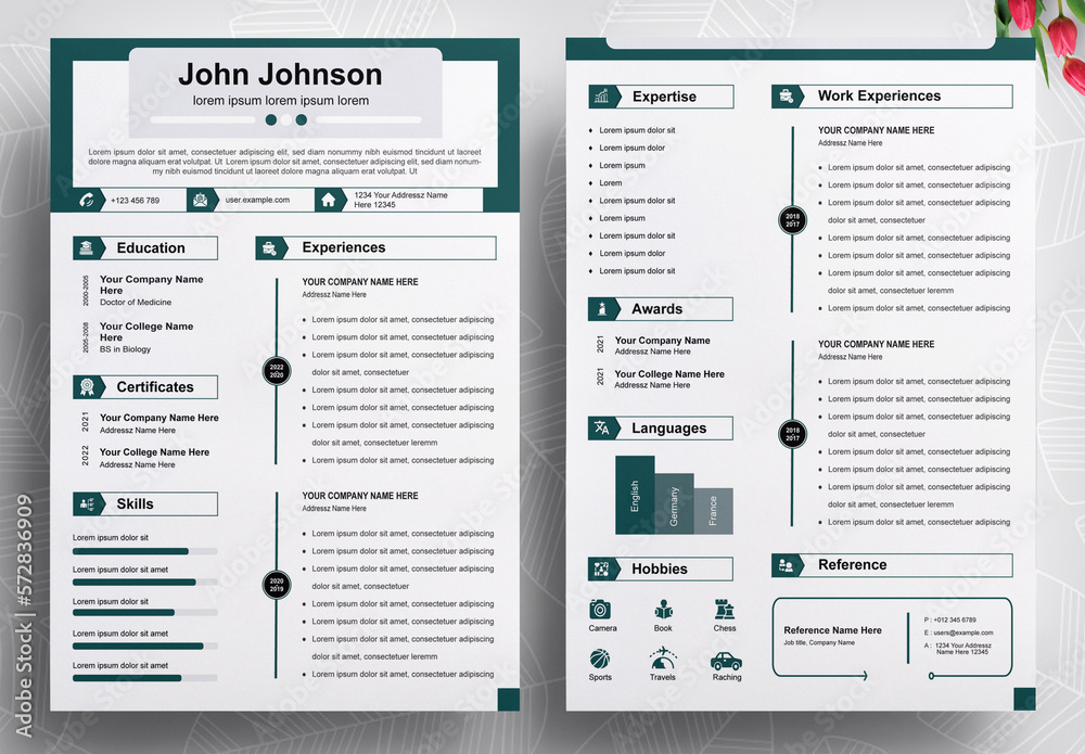 Personal Resume Design Template Layout Stock Template | Adobe Stock