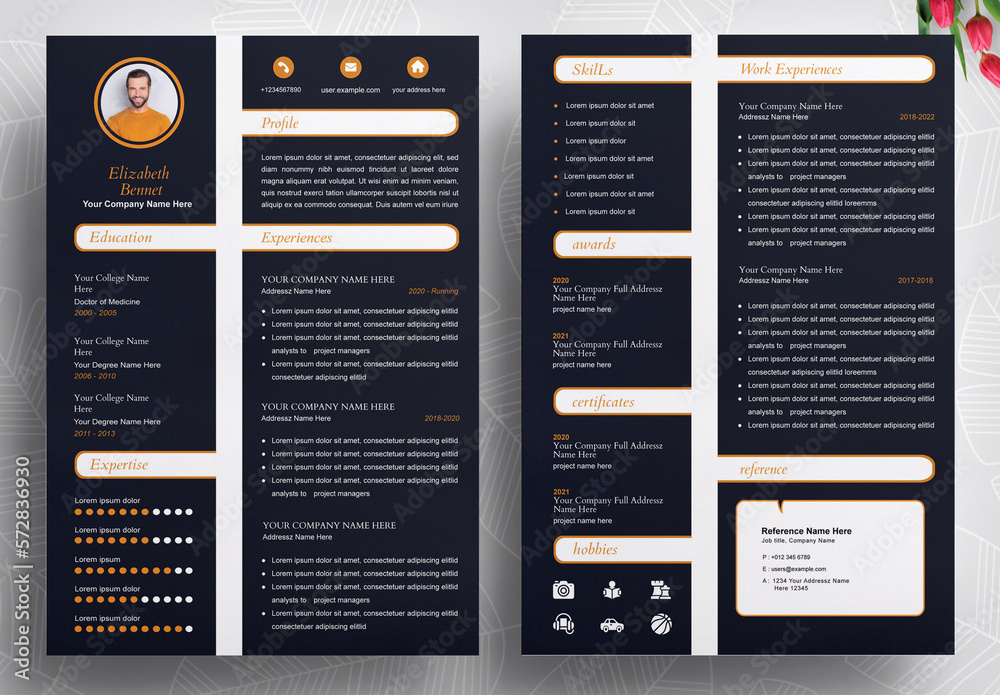 Unique Resume Design Layout Template Stock Template | Adobe Stock