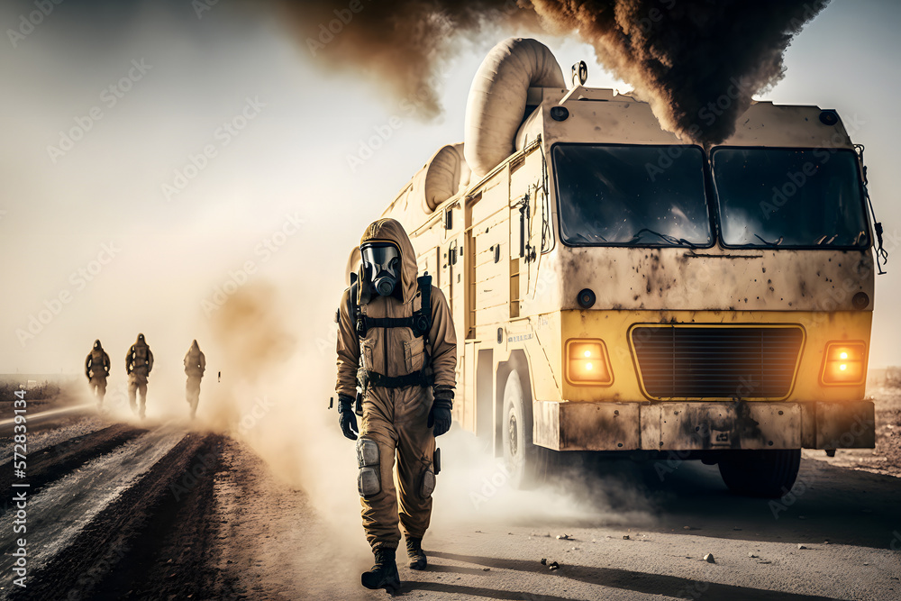 Fireman extinguish Tank trucks with nitric acid break and burn. Car ...